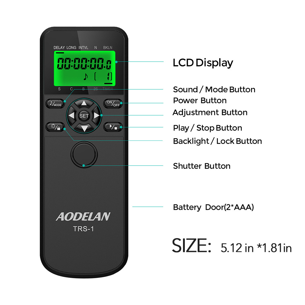 AODELAN Time Lapse Intervalometer Timer Remote Control Shutter Release ...