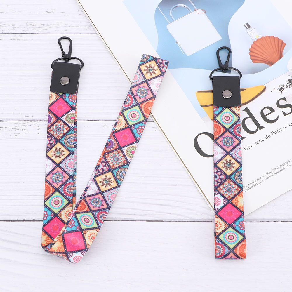 Neck ID Card Hang Strap Short Plaid Keychain Lanyards Mobile Phone ...