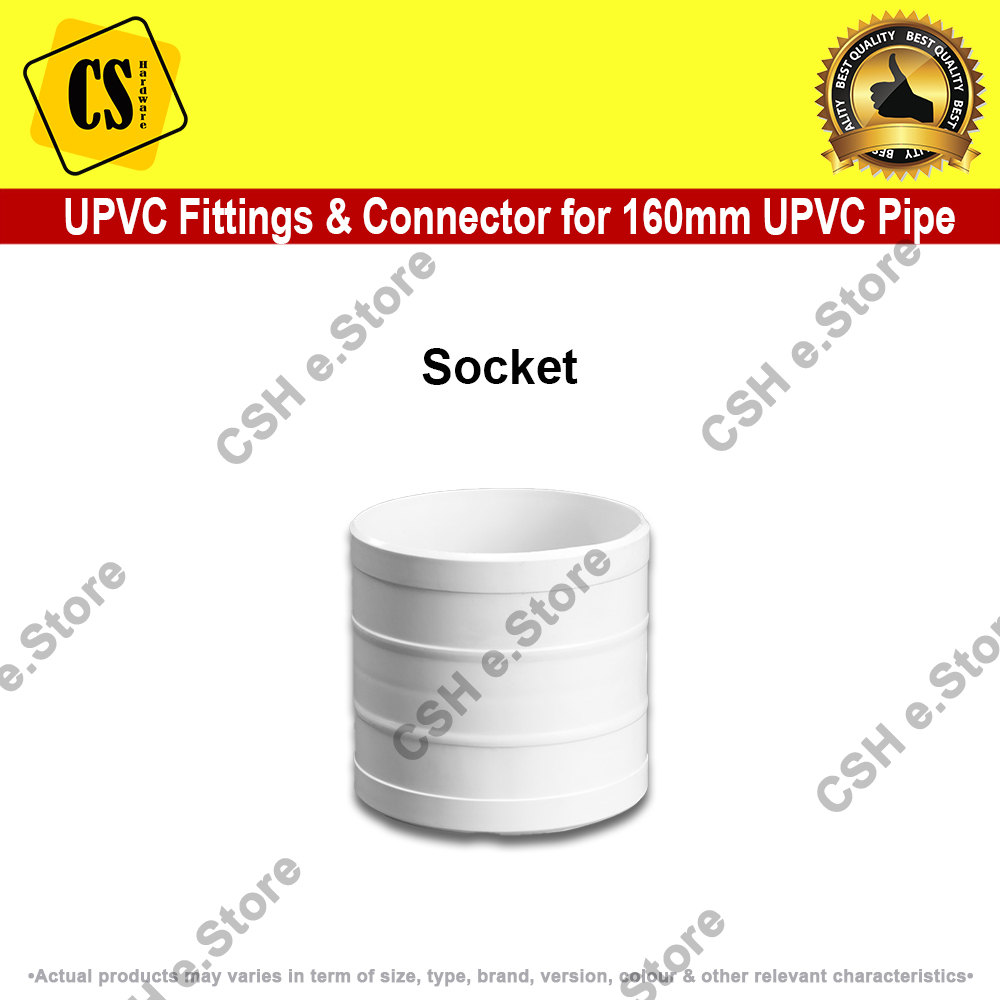 UPVC Fitting Connector Sambungan Paip Putih 160mm Elbow 45 Elbow Tee ...