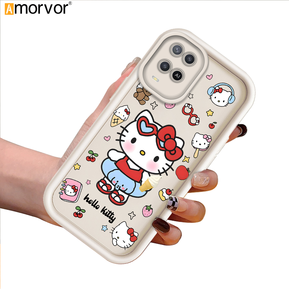 AMORVOR for OPPO A54 A54 2021 Back Cover KT Cat Swimming Ring ...