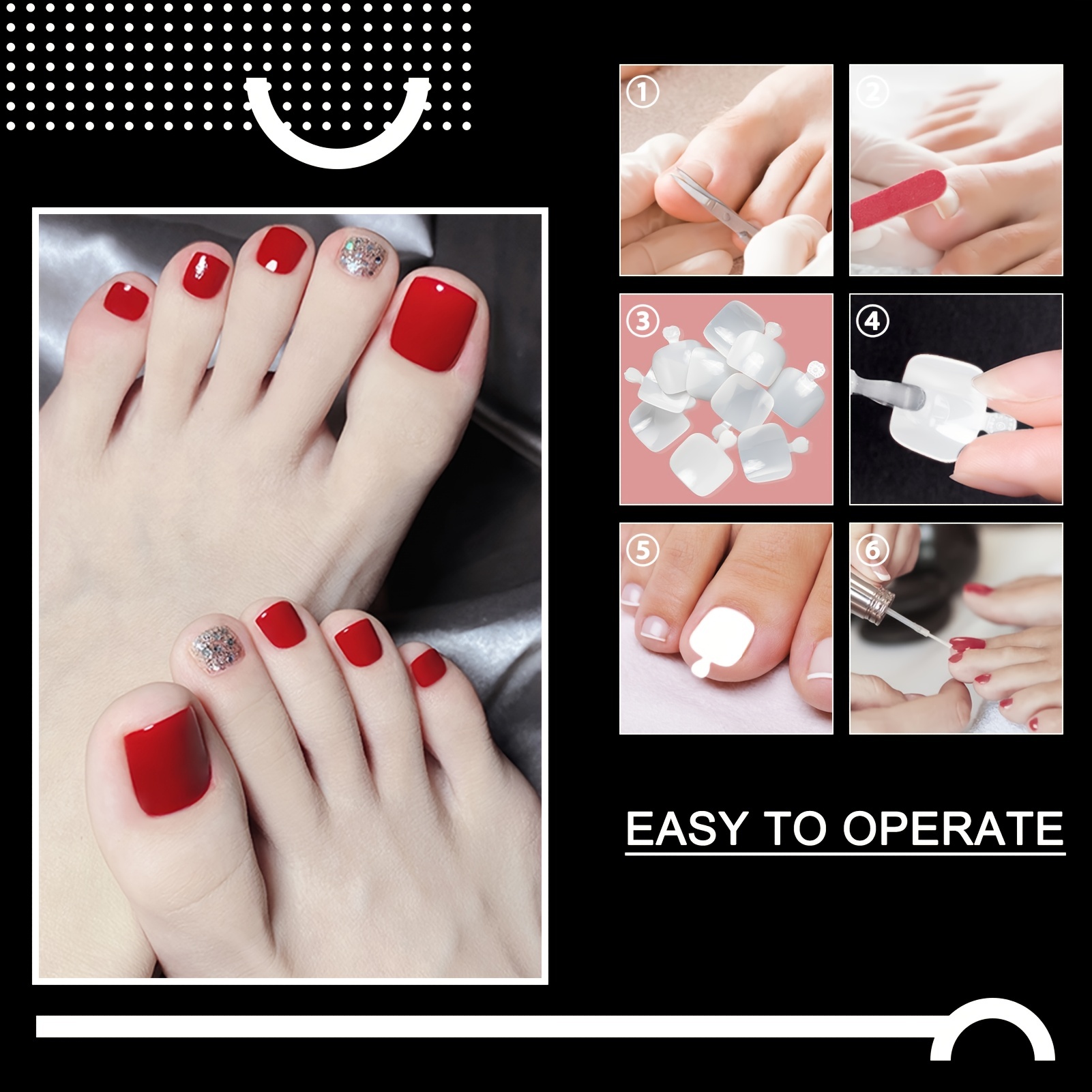 500Pcs Toe Nails Clear Acrylic False Foot Nail Tips Natural Artificial ...