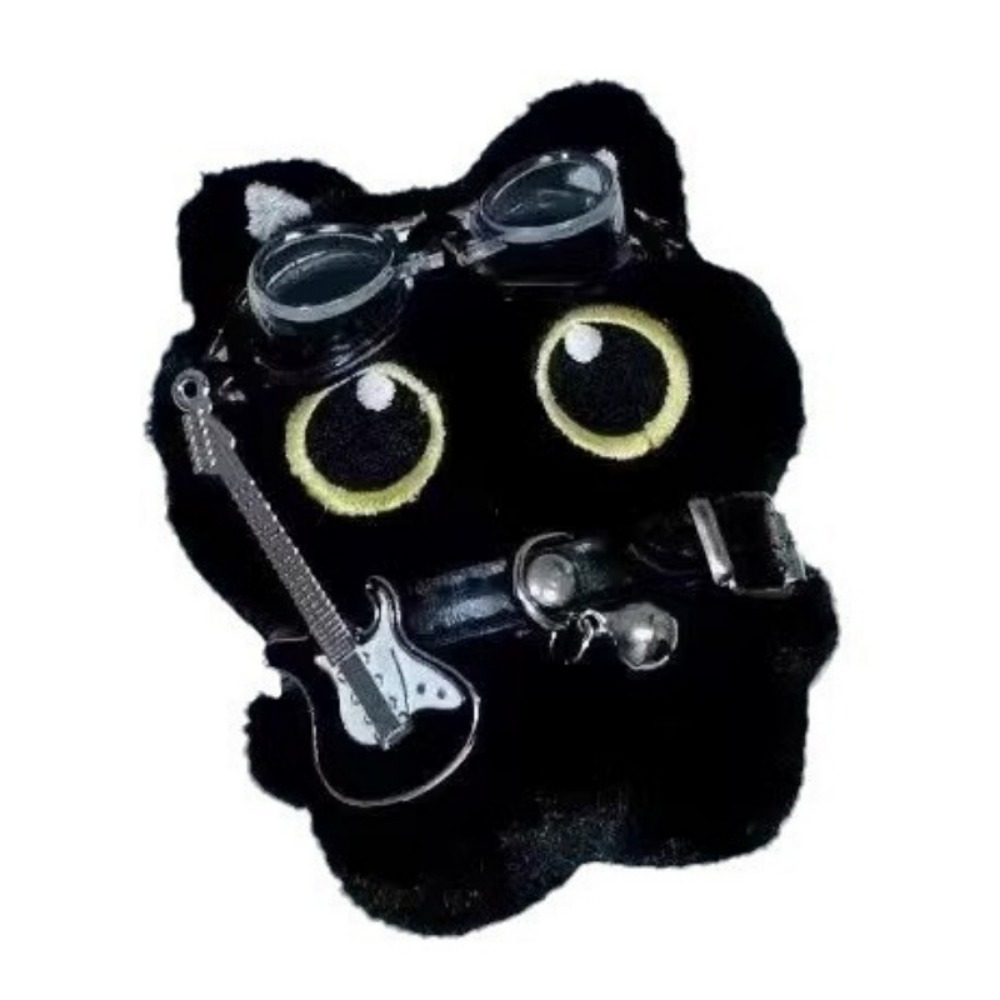 School Bags Punk Rock Black Cat Plushies Kitten Soft Stuffed Doll Cat ...