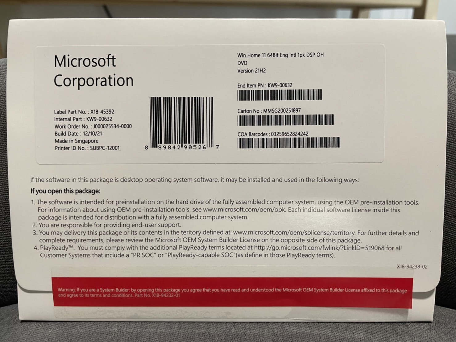 WINDOWS 11 HOME 64BIT Eng Intl 1pk DSP DVD - Software-IT - ThaiPick