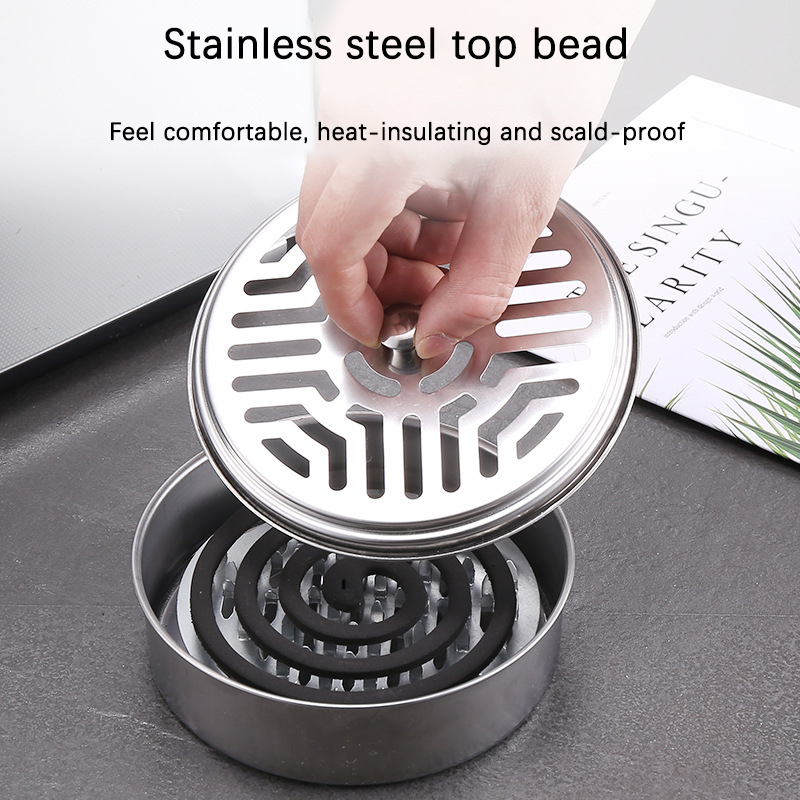 Household Mosquitoes Coil Holder Tray Frame With Lid Stainless Steel ...