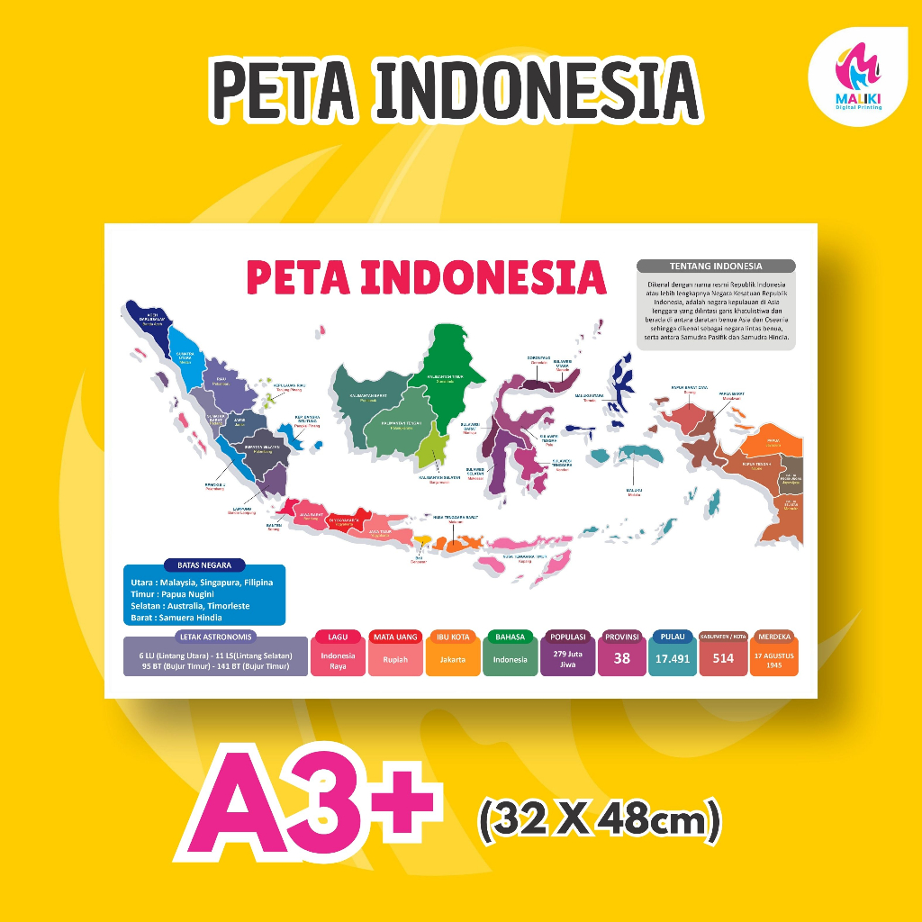 Premium Poster Peta Indonesia / poster belajar peta Indonesia | Lazada ...