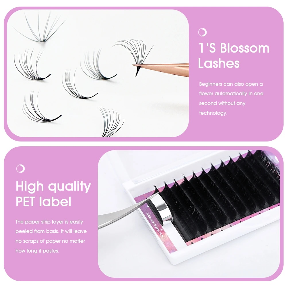 MASSCAKU Eyelash Extension D Curl 0.07 Rapid Volume Lash Extensions ...