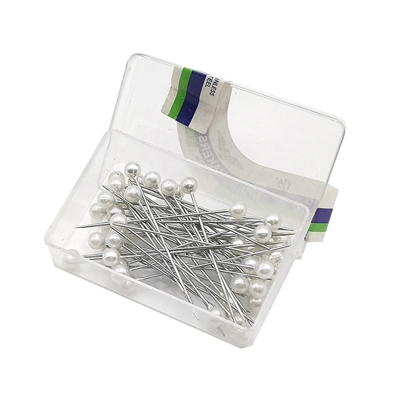 100pcs/box Long Round Pearl Needle Hijab Clips Brooches Sharp Metal ...