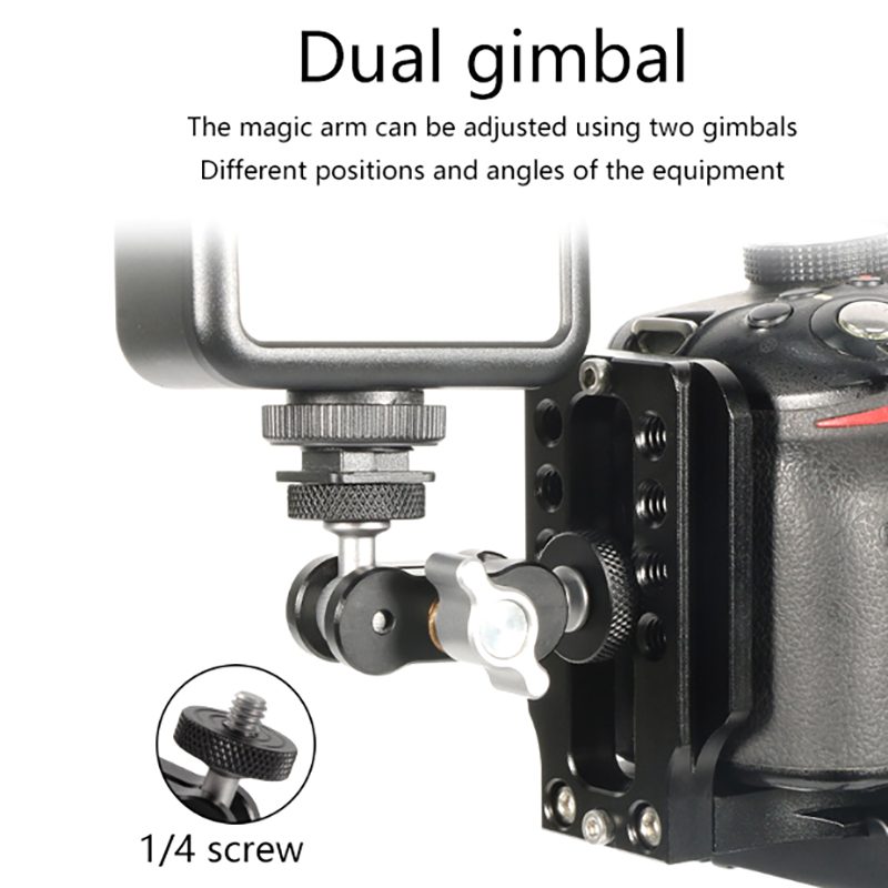 Double Ball Head Magic Arm 1/4 Inch Screw CNC For SLR Camera Tripod ...