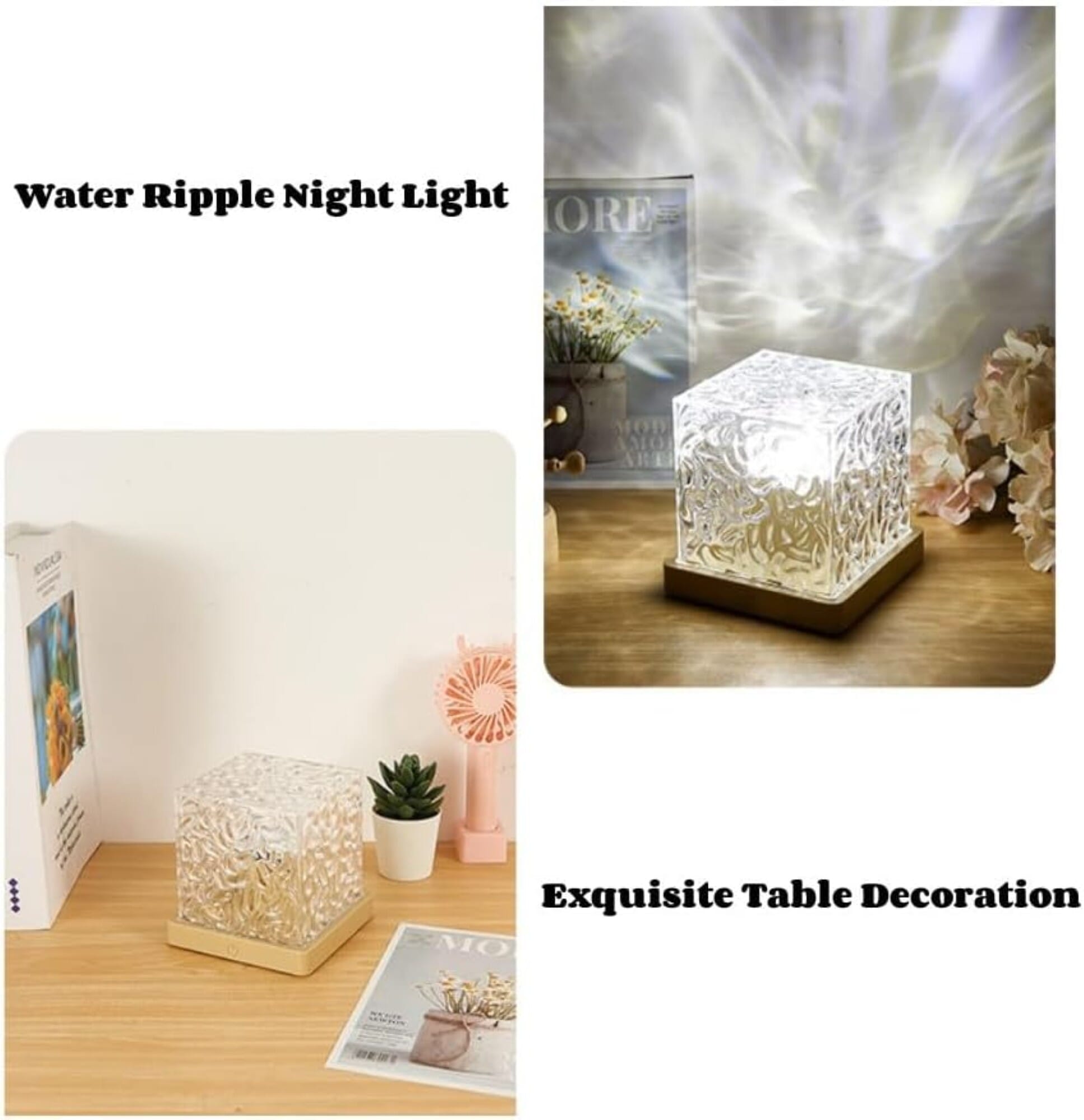 acrylic Romantic Ocean Wave Night Light Projector Lamp, 3D Water Wave ...