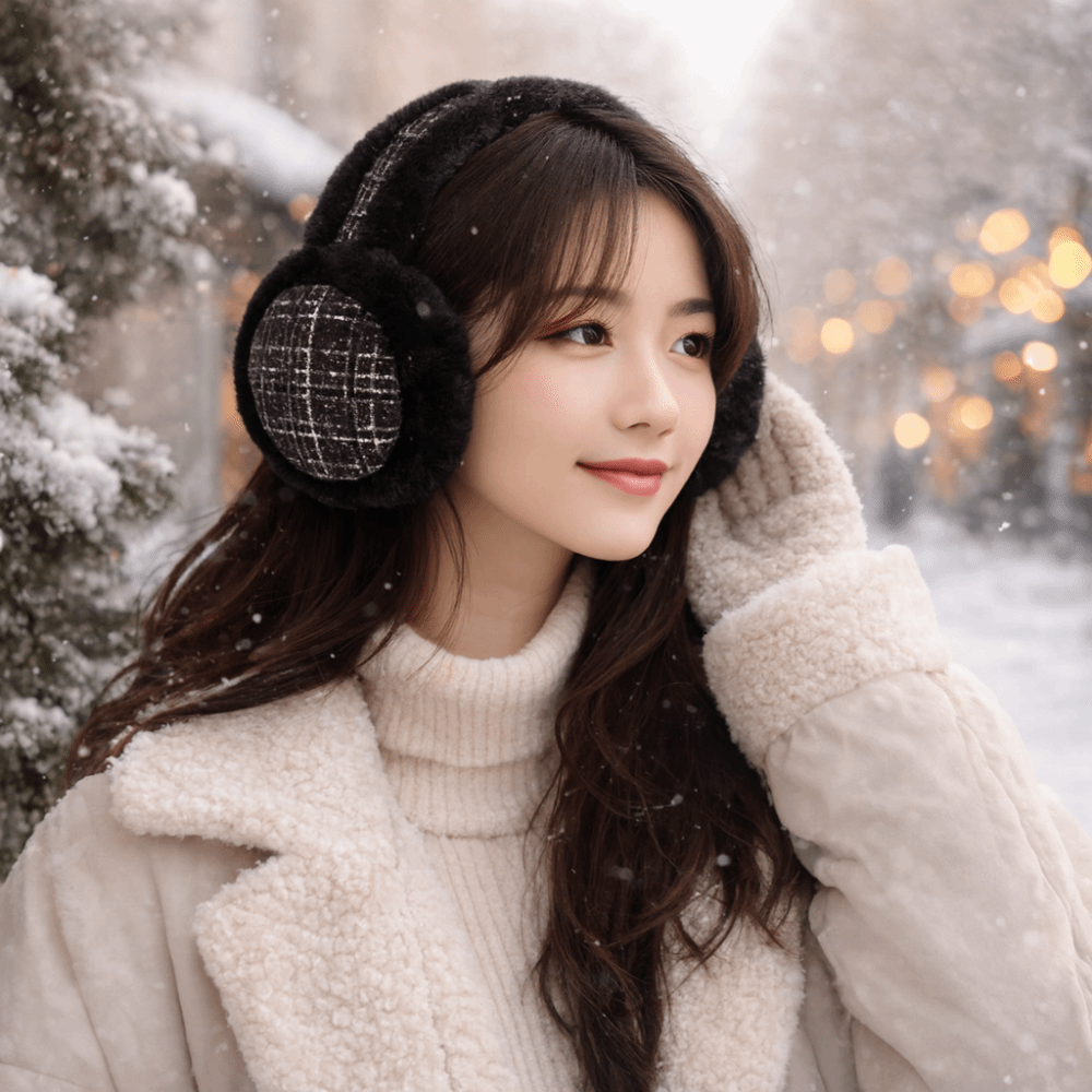 Comfortable Solid Color Winter Warm Earmuffs Plush Windproof Foldable ...
