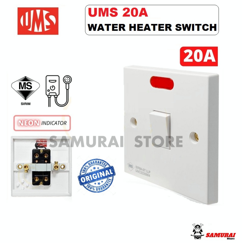 UMS 20A 250V AC DP Flush Switch With Neon Indicator Water Heater Switch WH220N | Lazada
