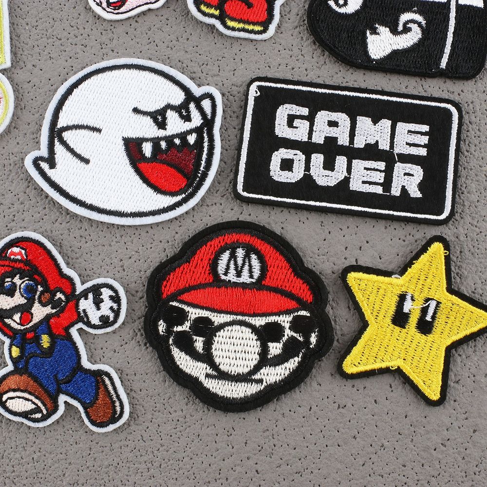 Mario Anime Characters Clothes Embroidery Jeans Jacket Embroidered ...