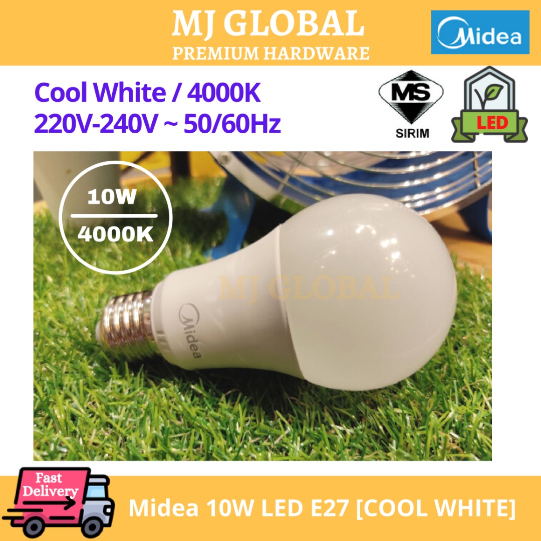 Sirim Certified Midea LED Bulb E27 Cool White | Lazada