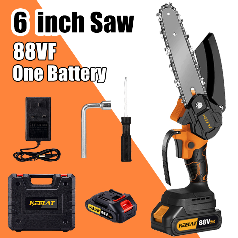 KEELAT 6 Inch Mini Chainsaw Battery Electric Cordless Chain Saw Pruning ...