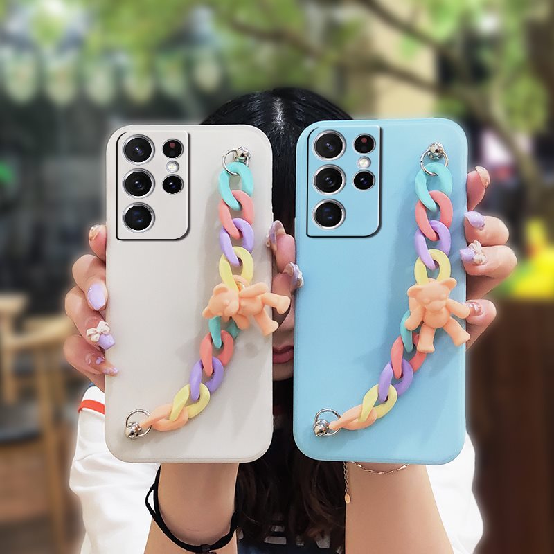 Skin feel silicone Bear bracelet Phone Case For Samsung Galaxy S21 ...