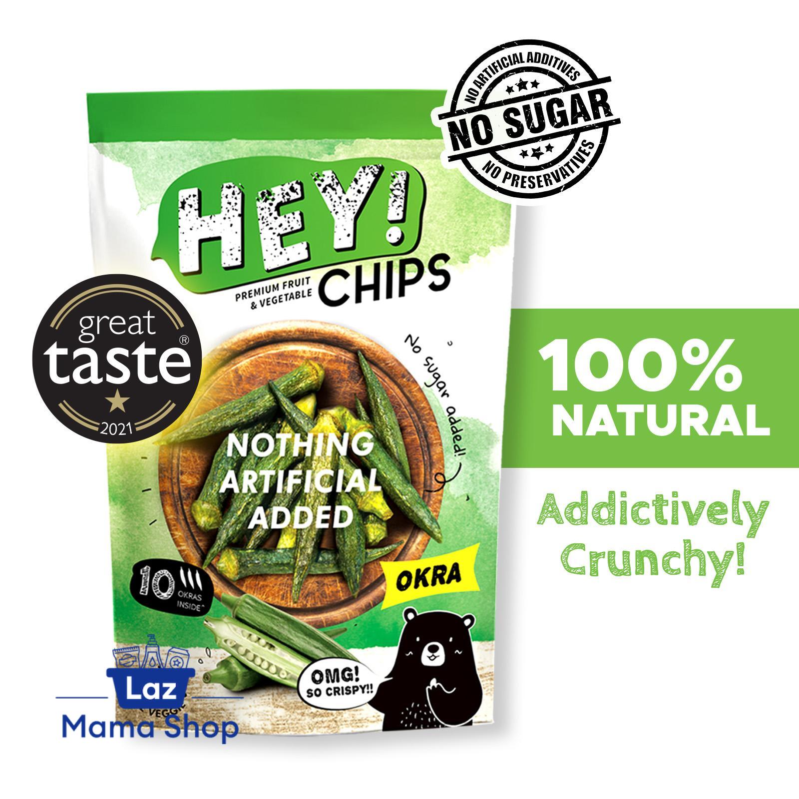 Hey! Chips - Okra (100 - Percent Natural Snacks Gluten-Free Vegan Halal) Vegetable Crisps (Laz ...