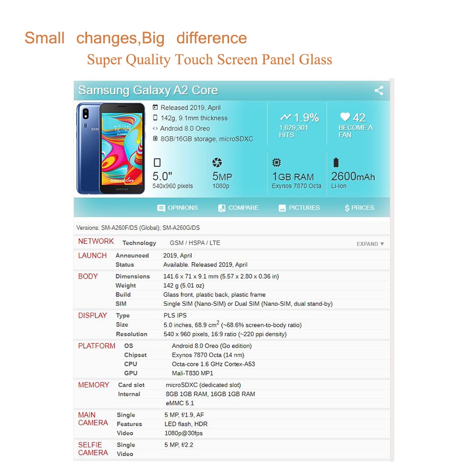 10ชิ้น/ล็อตสำหรับ Samsung Galaxy A2 Core A260 A260F A260DS A260G SM ...