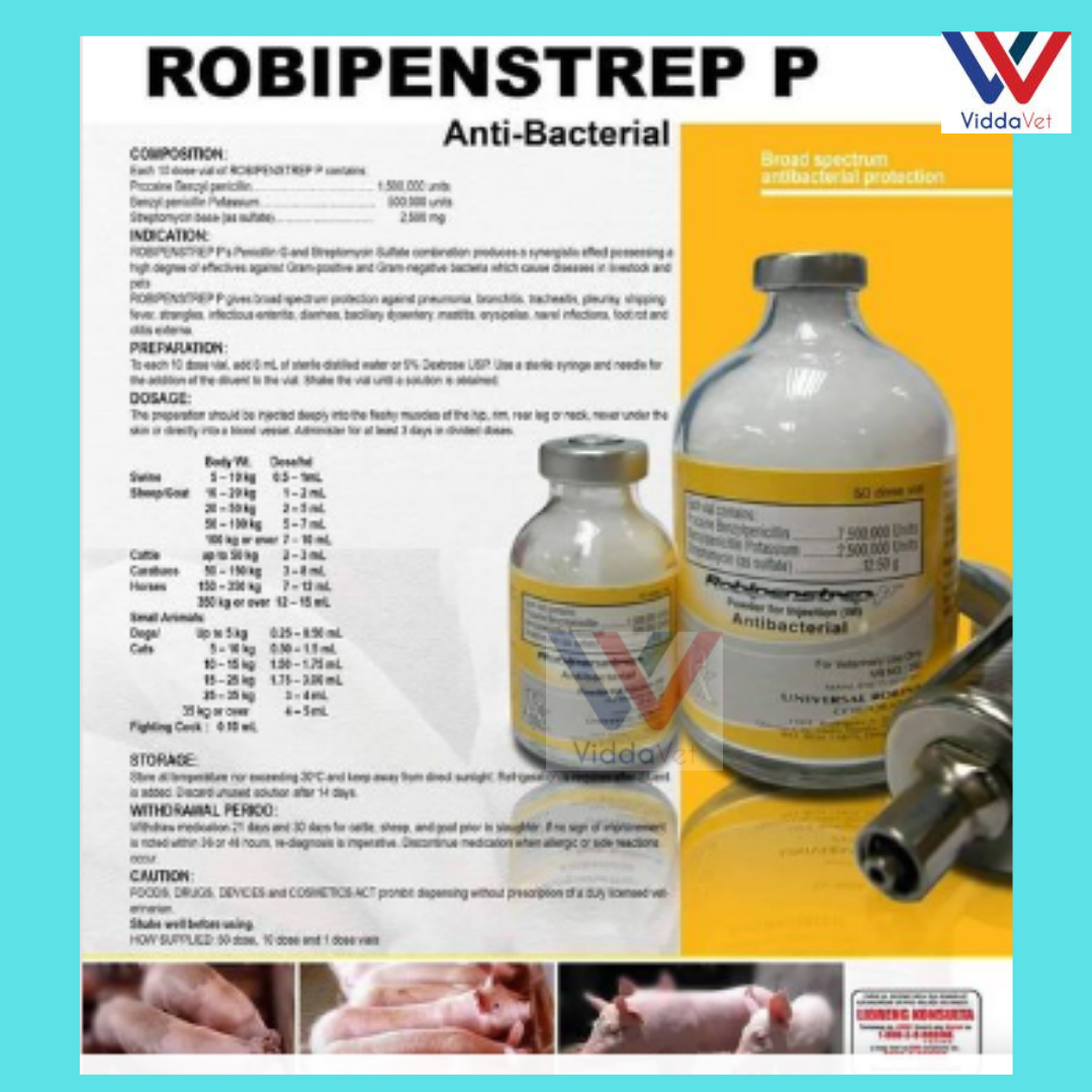 Robipensrep P 50 doses / 100 ml for animals dog,cat, swine, cattle ...