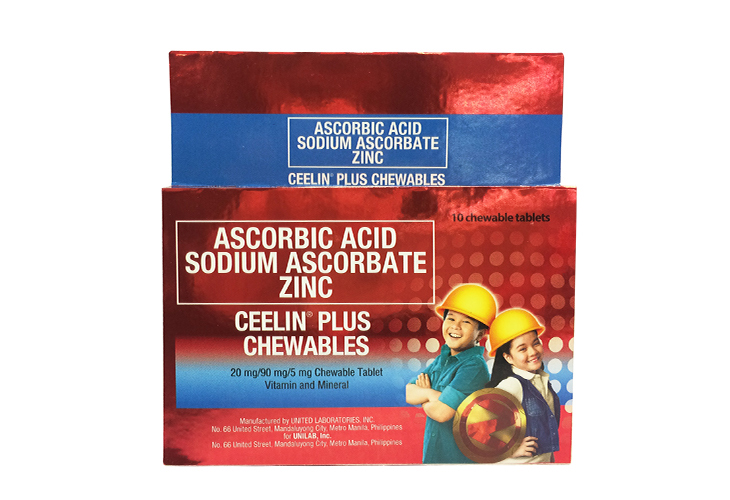 Ceelin Plus Chewables 10 Chewable Tablets 100 mg Ascorbic Acid Zinc Kid ...