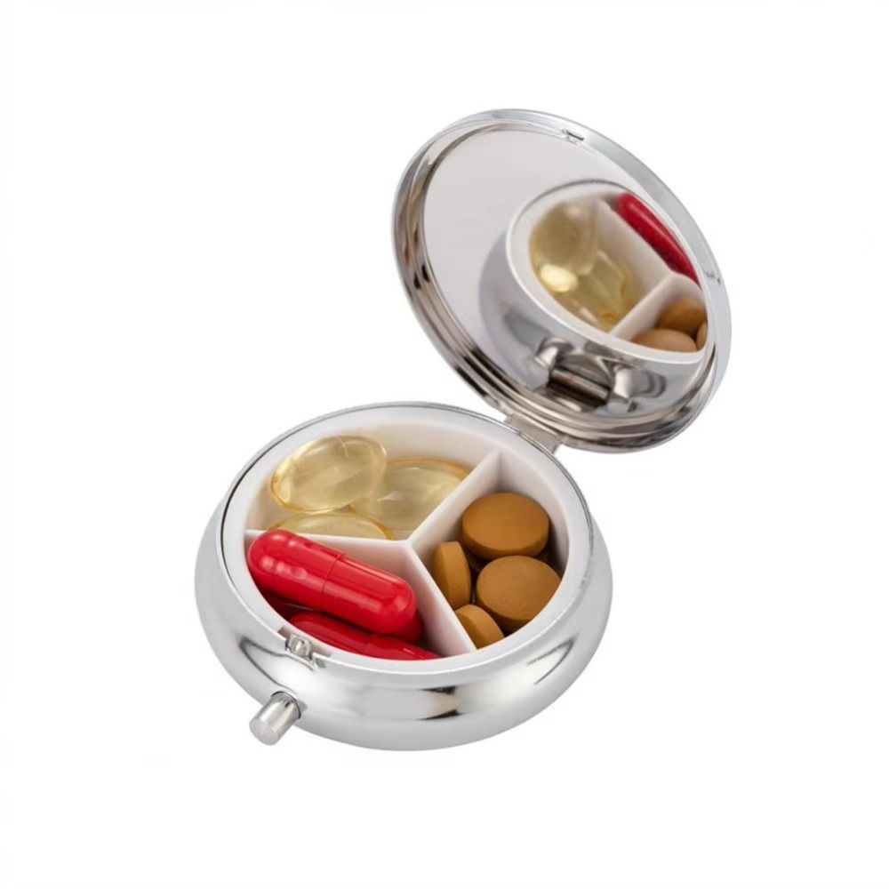 Metal Pill Capsule Box Circular Storage Container Medicine Cases for ...