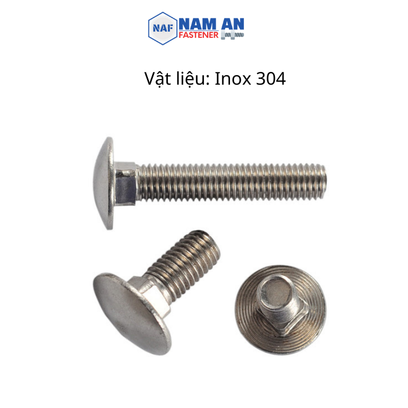 50 con Bu lông đầu tròn cổ vuông inox 304 M8x15 (mm), bulong inox, bu ...