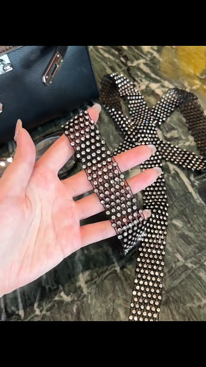 Bling Long Scarf Neckerchiefs Rhinestones Tie Choker Necklace For Women ...