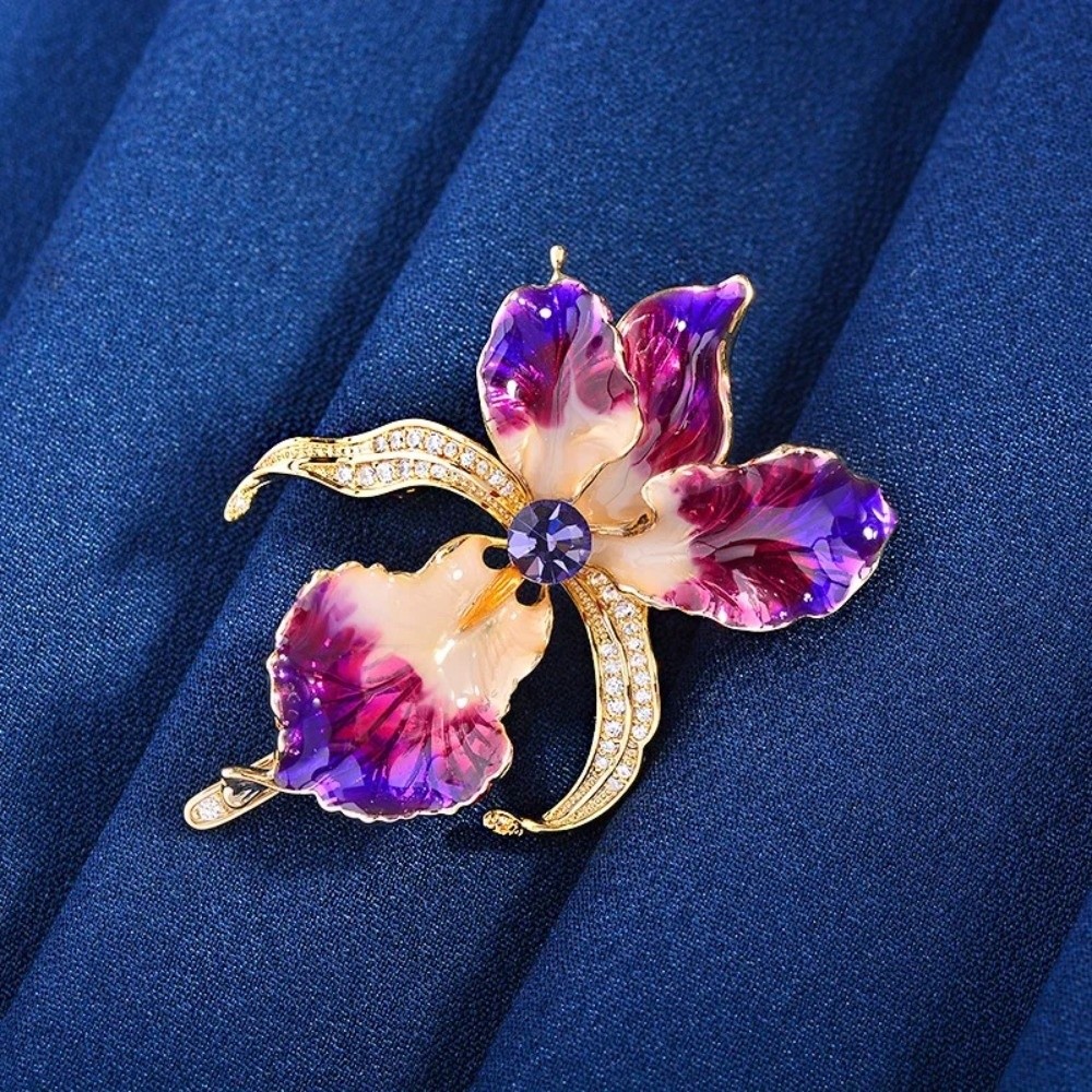 Jewelry Iris Flower Brooch Sparkling Lapel Pin Elegant Badge Suit ...