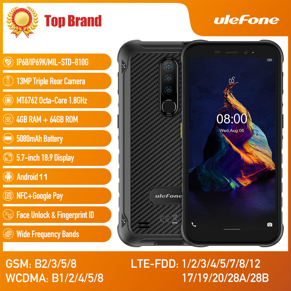 Ulefone Armor X8 Rugged Waterproof Smartphone, Android11, 4GB 64GB ip68 ...