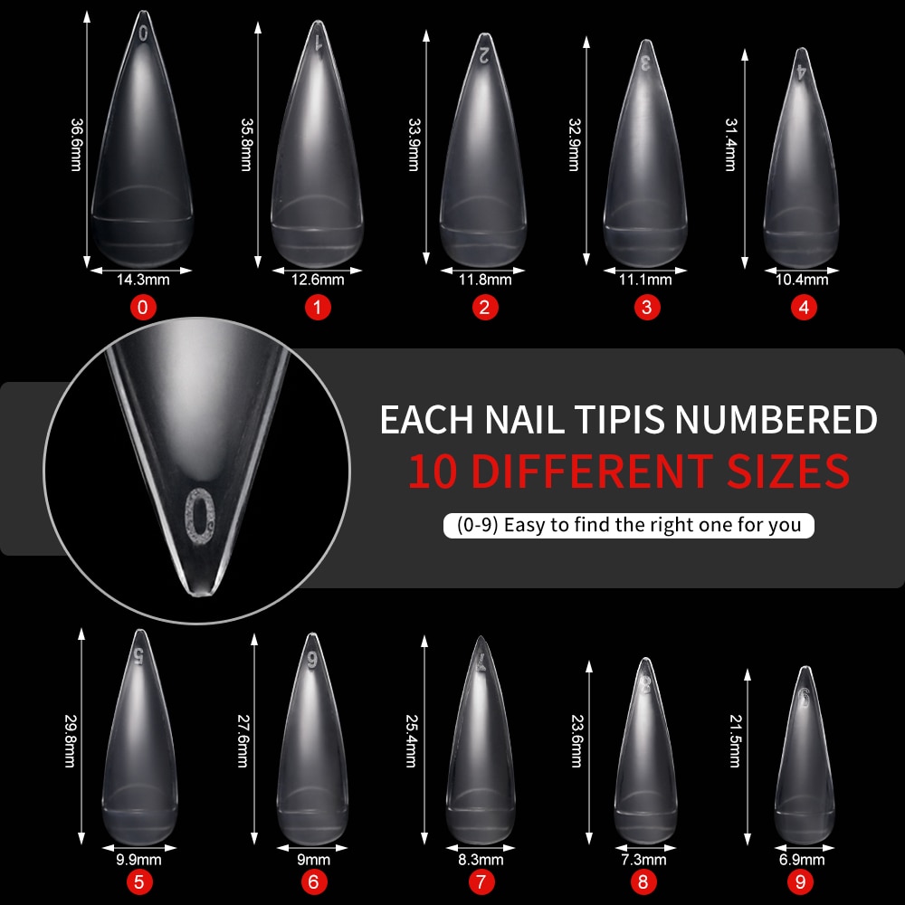 600Pcs Extra Long Hawk Curved Nail Tips Half Cover Eagle Claw Curve ...