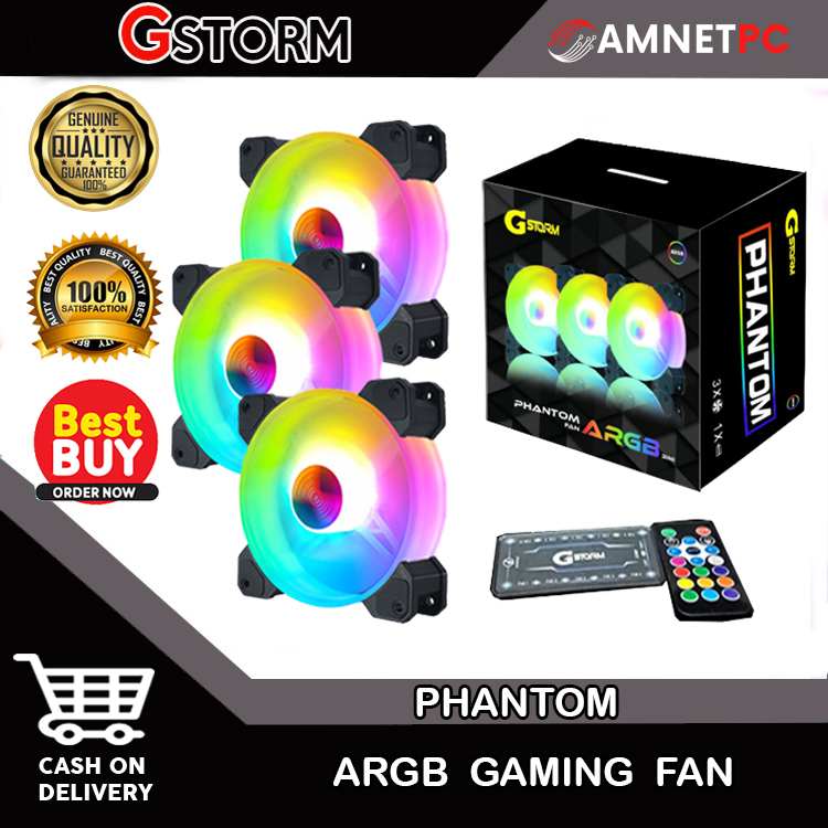 AMNETPC GAMING FAN G-STORM PHANTOM FAN ARGB 3IN1 With Hub/Remote Gaming ...