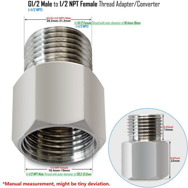 G1/2 to G3/8 9/16 UNEF 1/2 NPT Reducer Pipe Fittings Brass or Stainless Steel Threaded Water ...