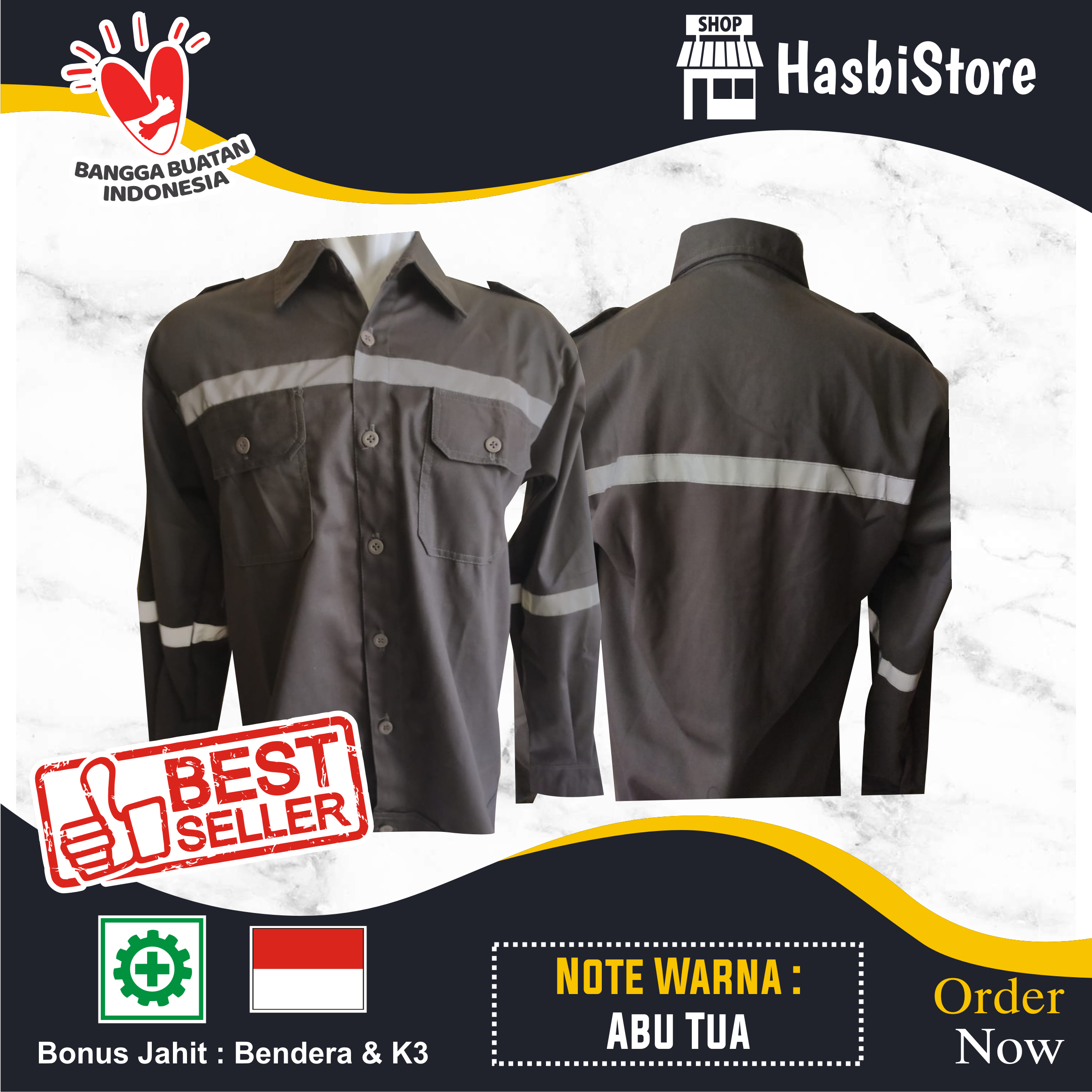 ATASAN PANJANG BAJU KERJA SAFETY/WERPACK/KATELPACK/TAMBANG/PROYEK ABU ...