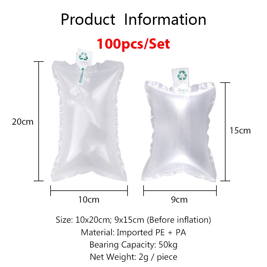 100Pcs/Set Inflatable Buffer Bag Air Pillow Bag Filled Buffer Bag ...