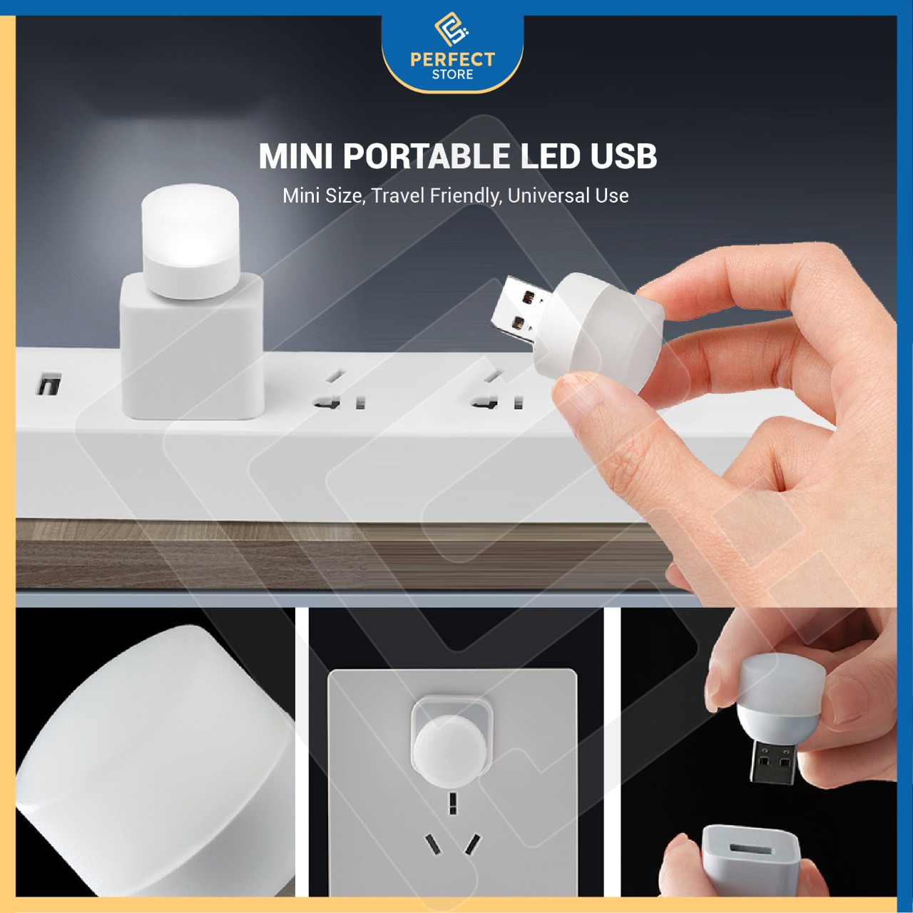 Lampu USB Mini Portable Lid Ukuran Kecil Bulat Bolam Super Terang Lampu ...