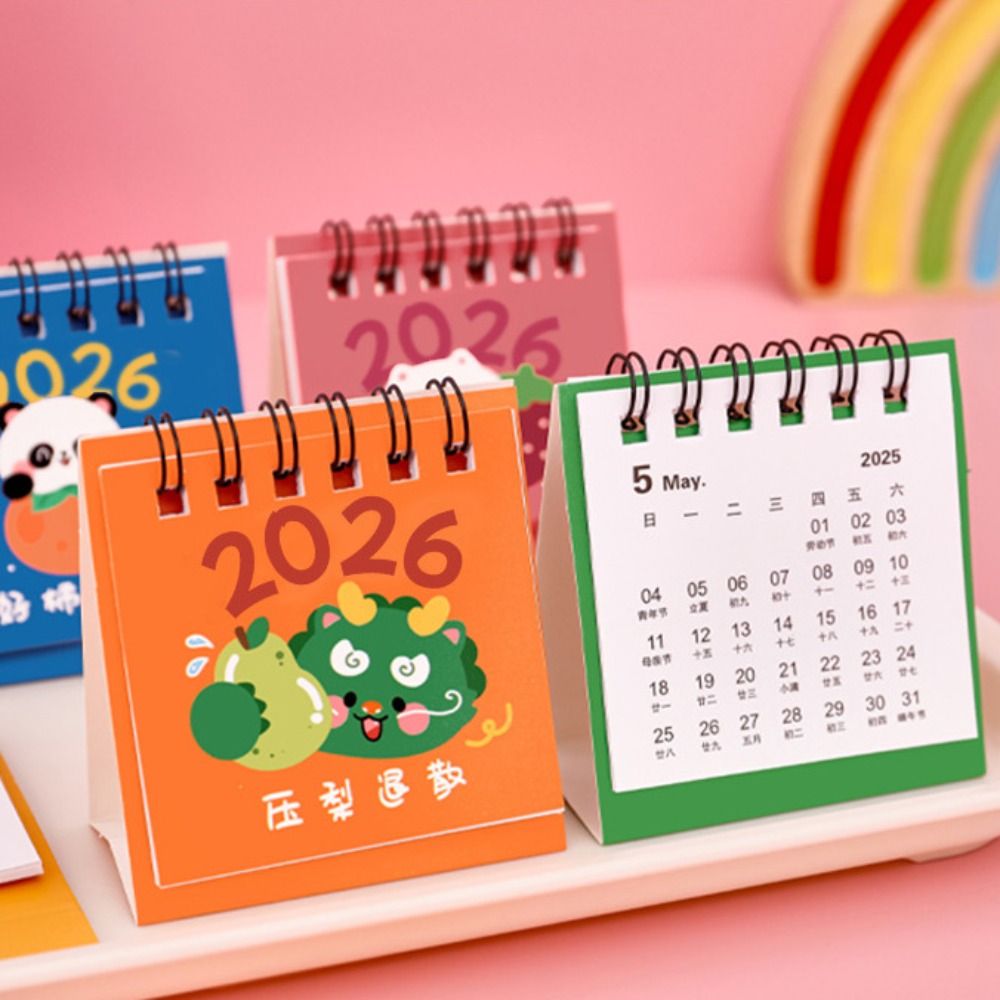 Useful 2026 Mini Desktop Paper Calendar Multi-function Yearly Planner ...