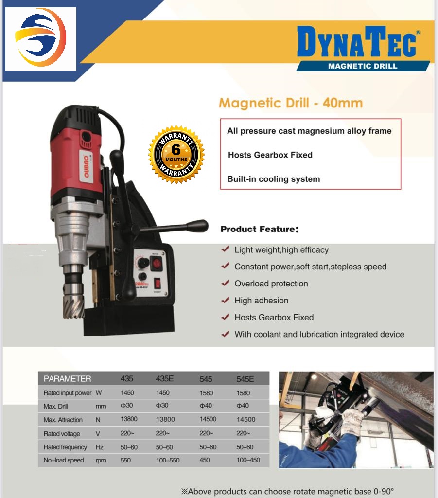 DYNATEC OB-545 MAGNETIC DRILL - 40MM (MADE IN TAIWAN) | Lazada