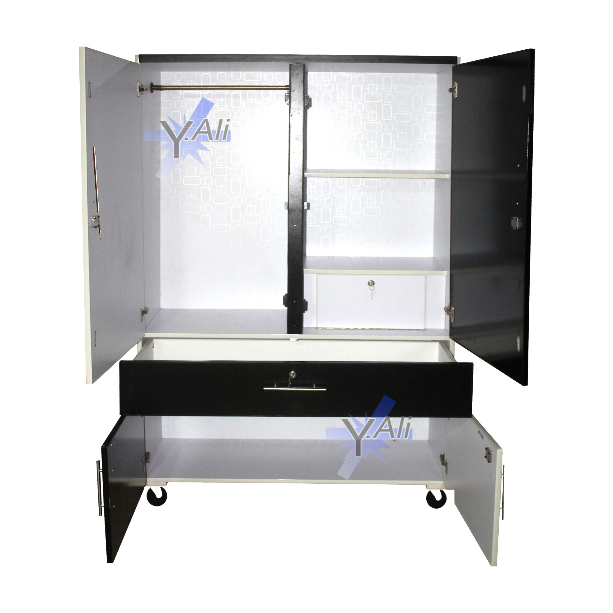 White & Black D2 6x4 Feet Wooden Center Drawer Cupboard - Wardrobe ...