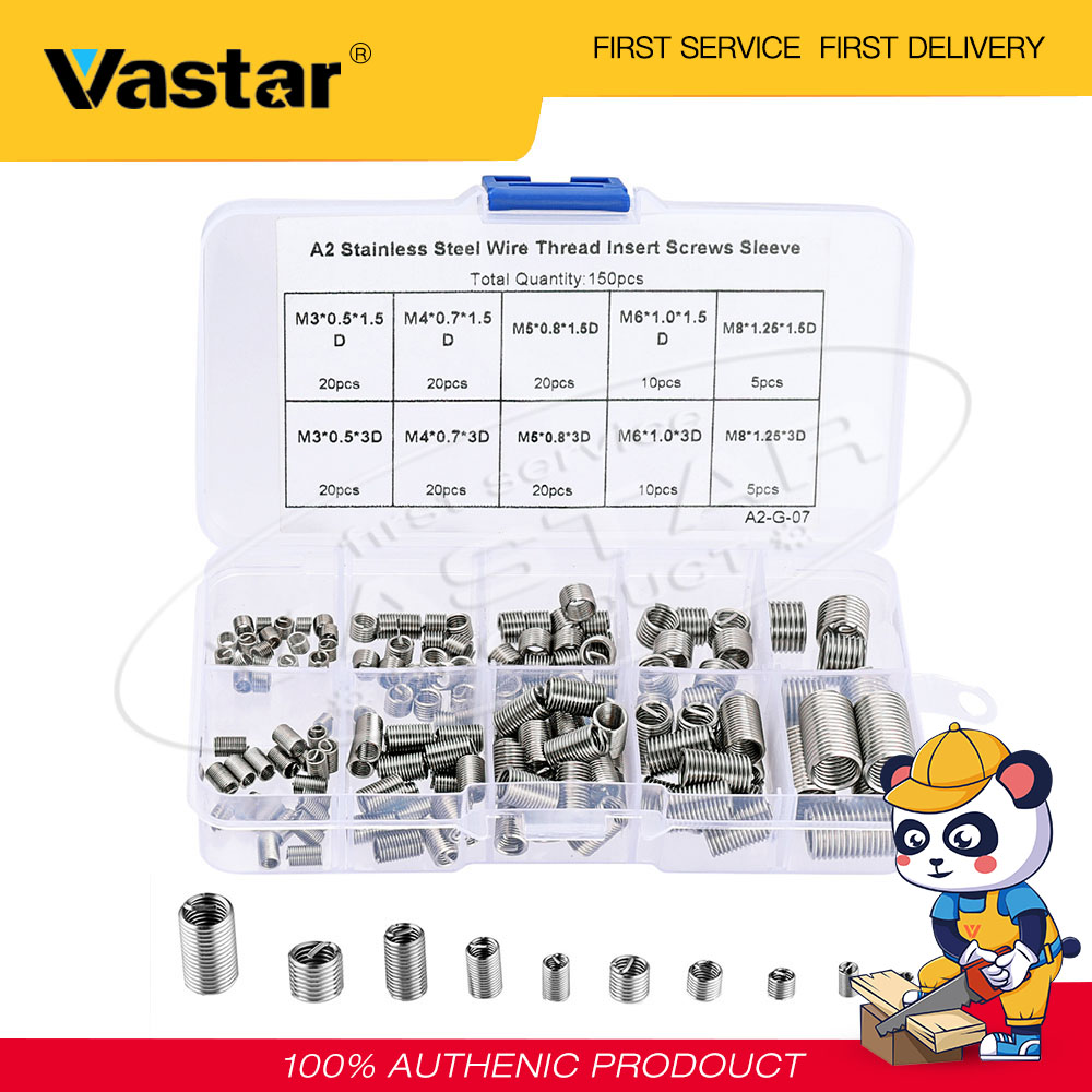Vastar 150pcs Stainless Steel Thread Repair Insert Kit M3 M4 M5 M6 M8 ...
