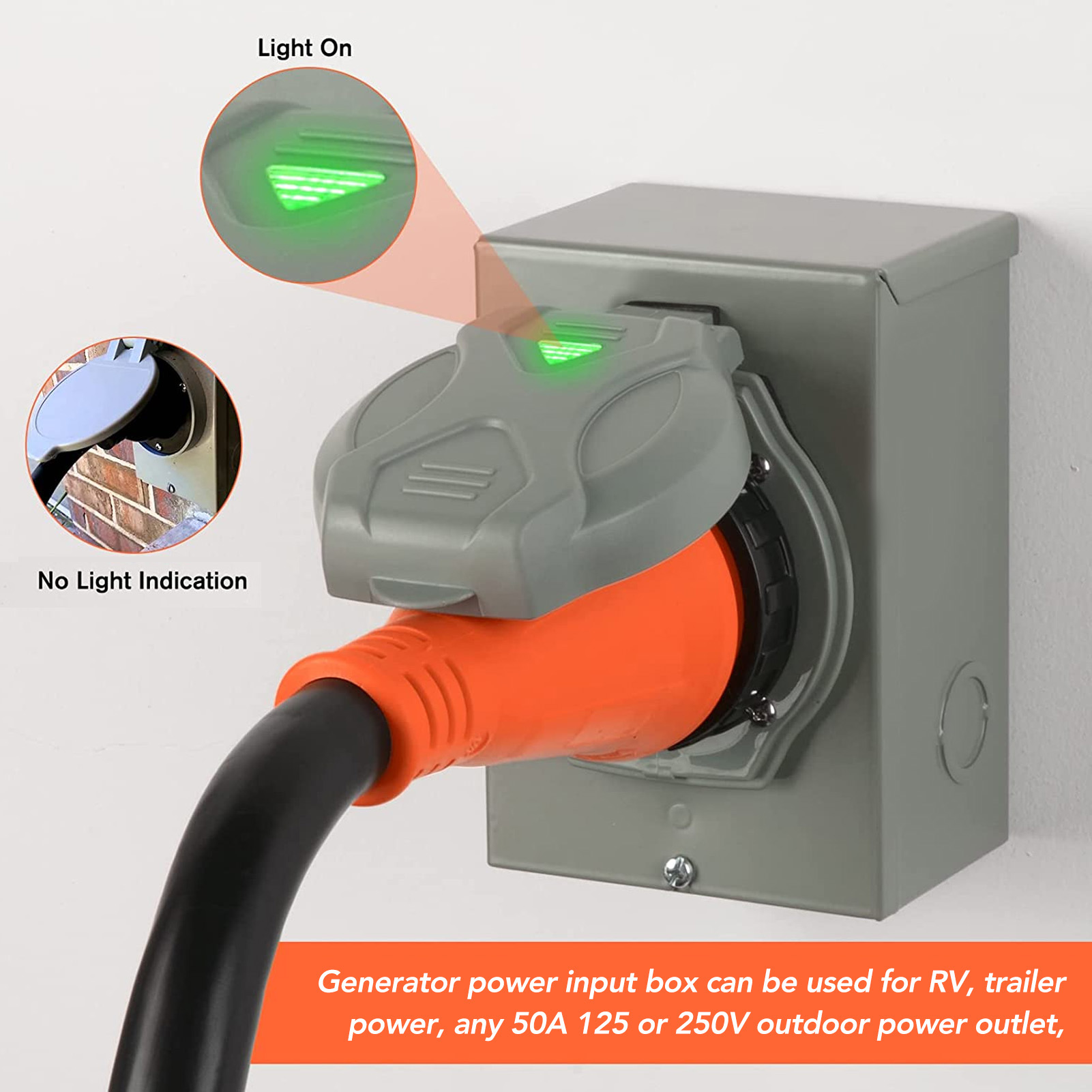 50A Generator Power Inlet Box 12500W Power Inlet Box Aluminum Alloy for ...