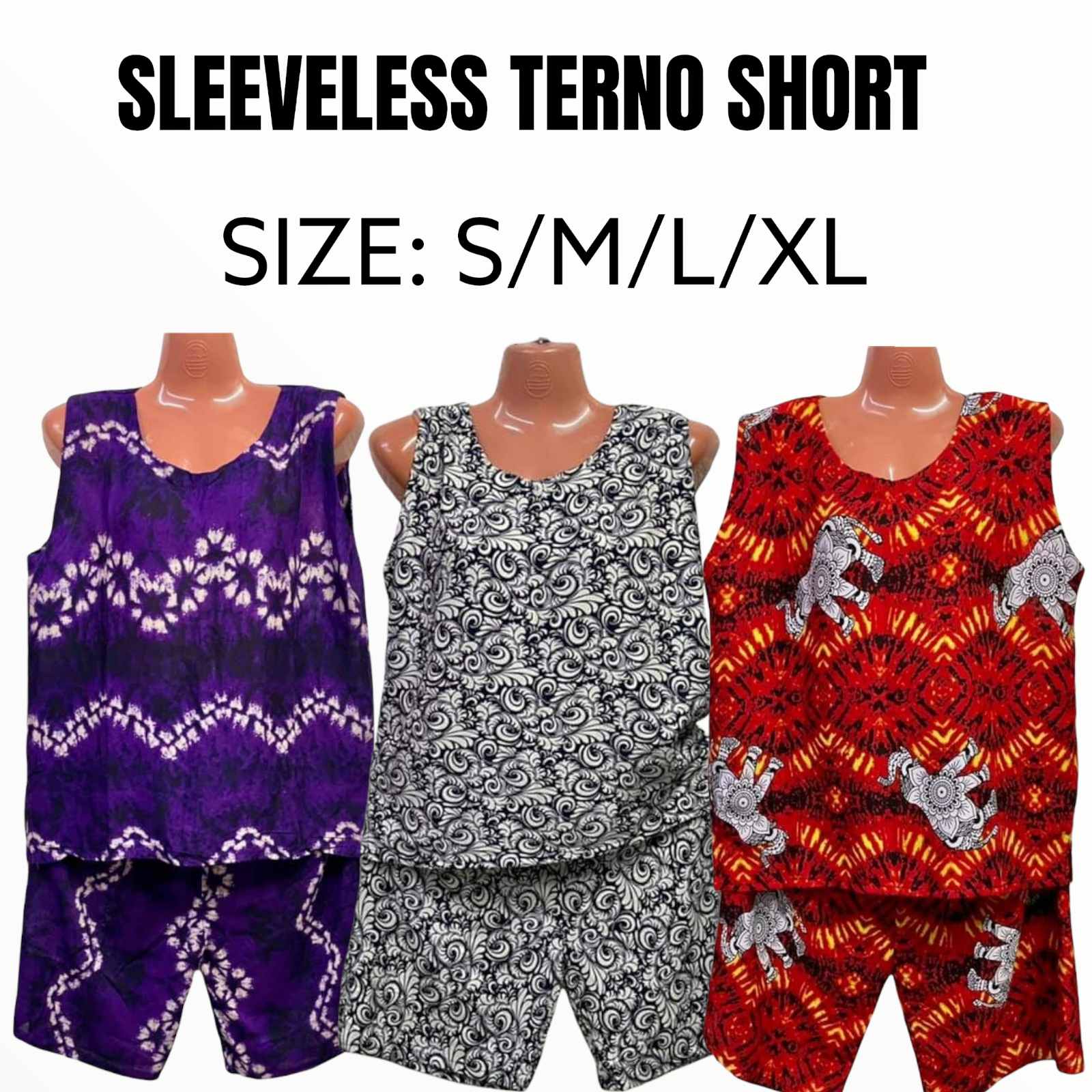 TERNO SHORTS SLEEVELESS CHALLIS (PANG MATANDA, PANG LOLA, PANG AUNTIE ...