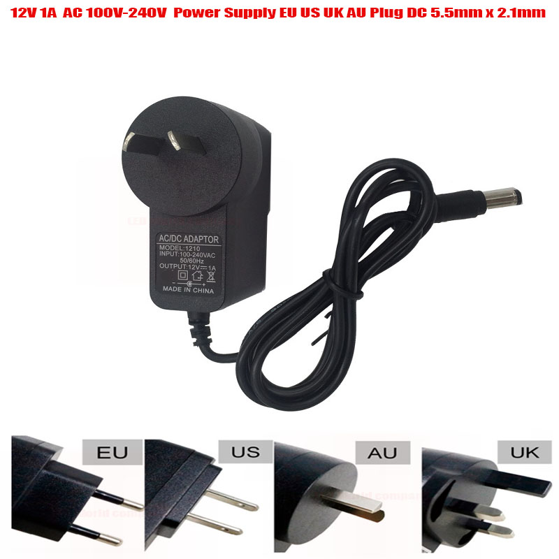 Dc 12v 1a Adapter 100~240v Ac To Dc 12v 1a Suitable For Led Bar Cctv ...