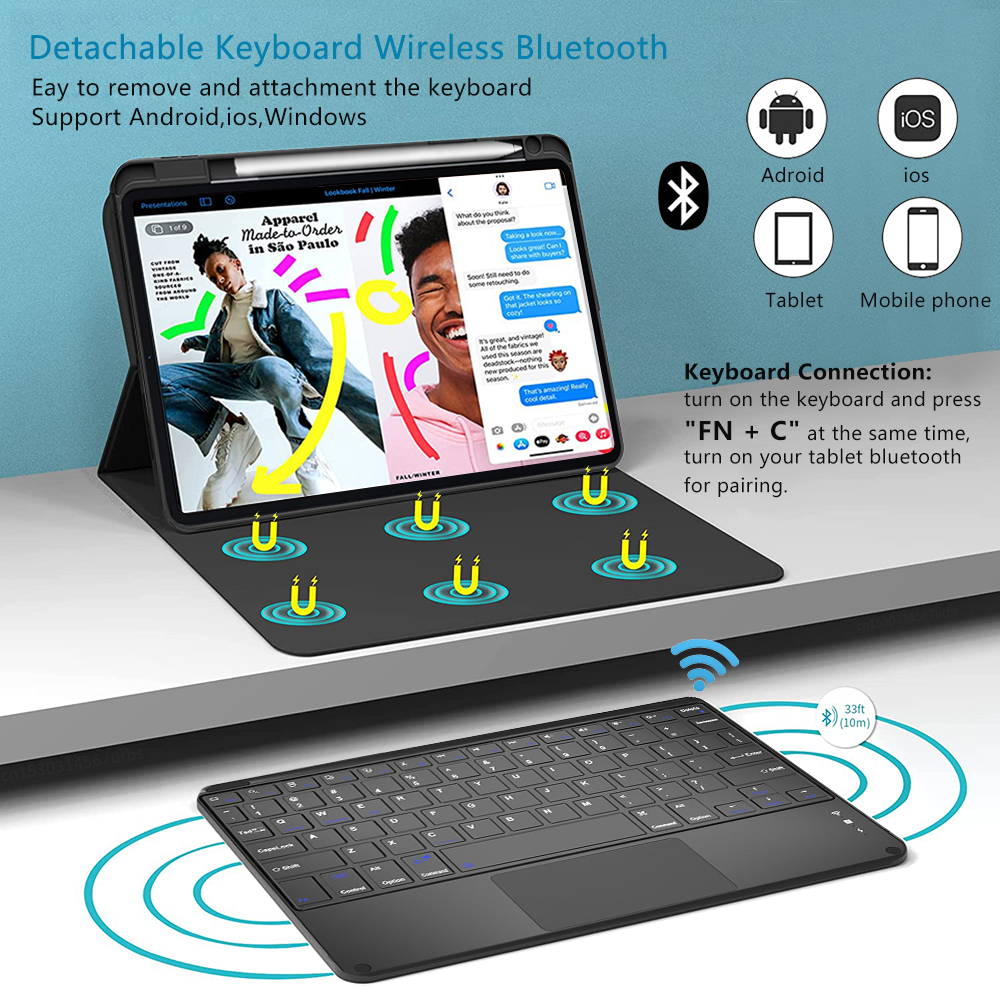 Wenefang Keyboard Case for Xiaomi Mi Pad 5 6 Pro Keyboard Case Tablet ...