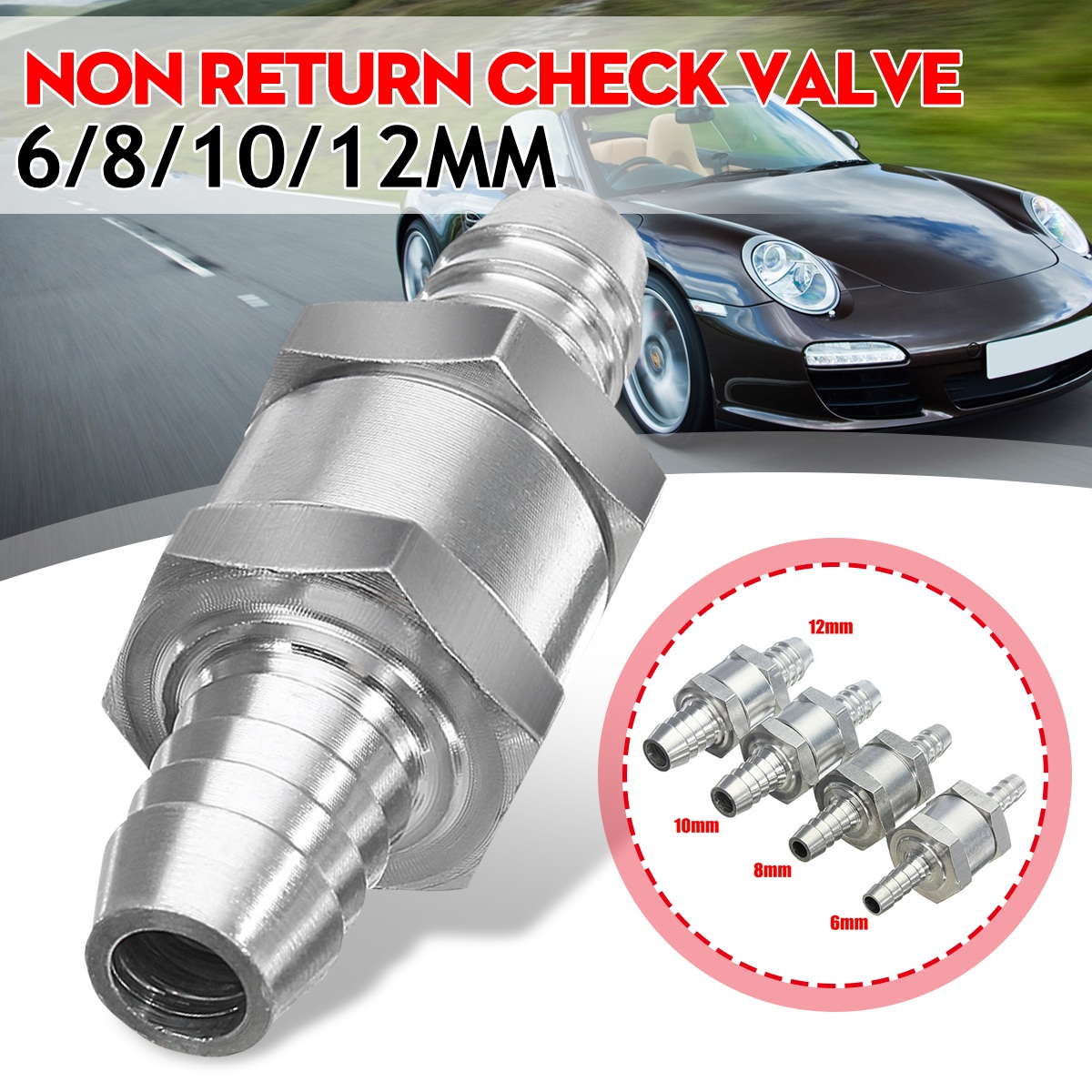 Aluminium Motors Fuel Non Return Check Valve One Way 6mm 8mm 10mm 12mm ...