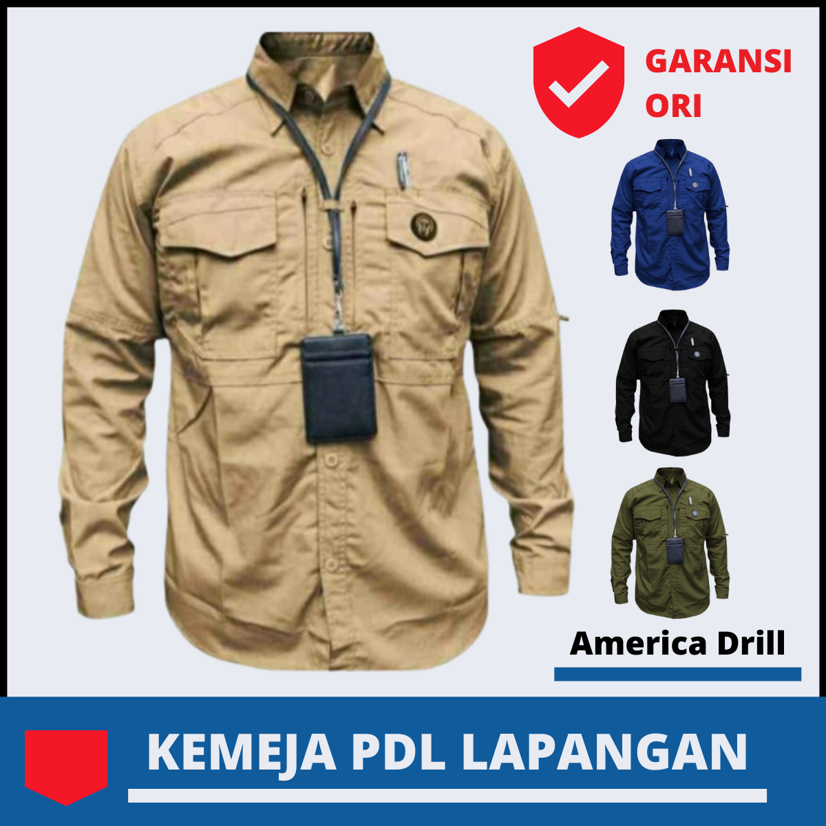 Kemeja Kerja Pria Tactical PDL Lapangan Outdoor Baju PDH Kantor Formal ...