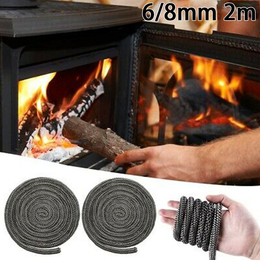 6/8mm Black Gasket Cord Stove Door Fireplace Cord 2m Fiberglass High ...