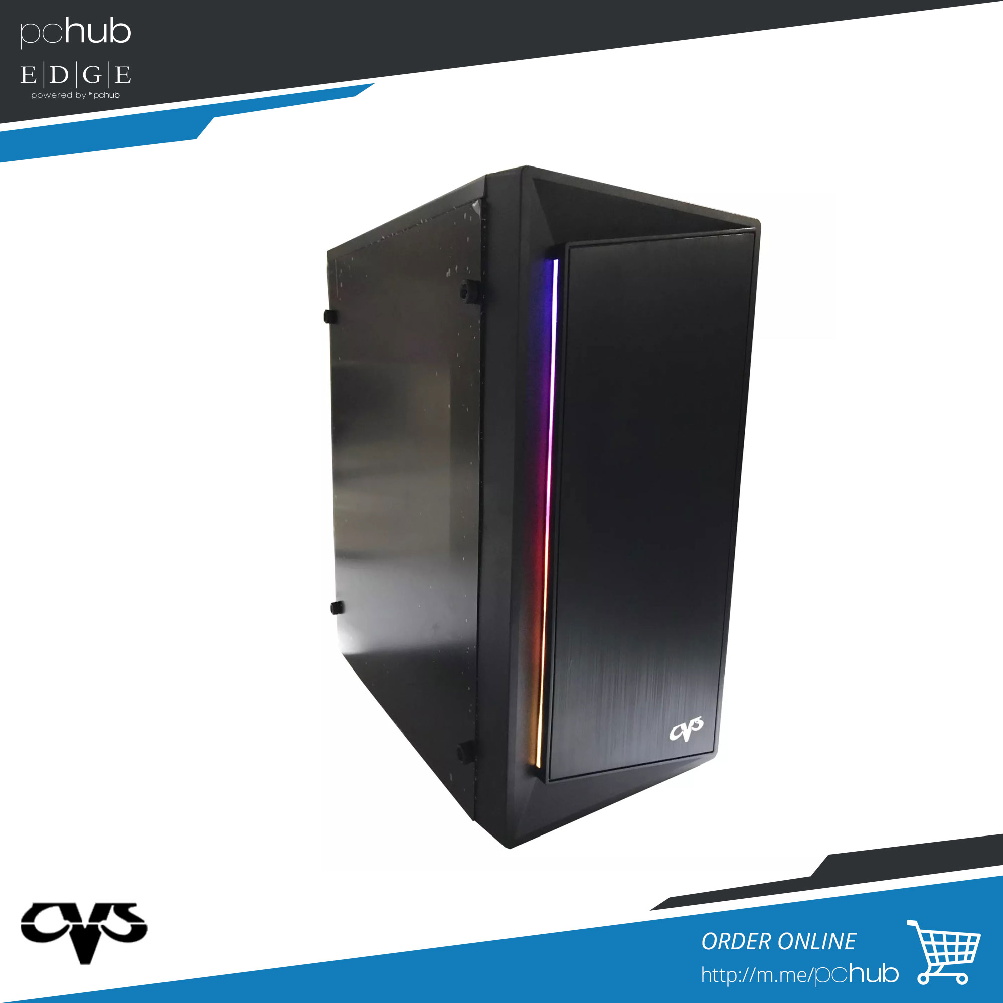 PChub | CVS 1707, mATX, acrylic side, no psu, all black | Lazada PH