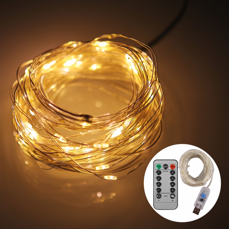 5/10M LED Copper Wired String Lights Battery Powered Garland Fairy ...
