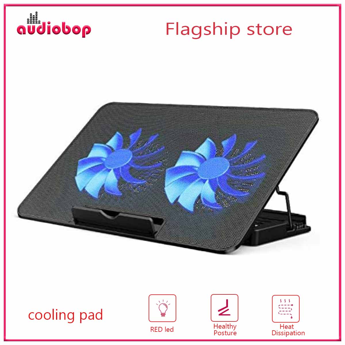 LAPTOP COOLER STAND 2 LARGE FANS TILT FOR 15 17 INCH LAPTOP COOLING PAD ...