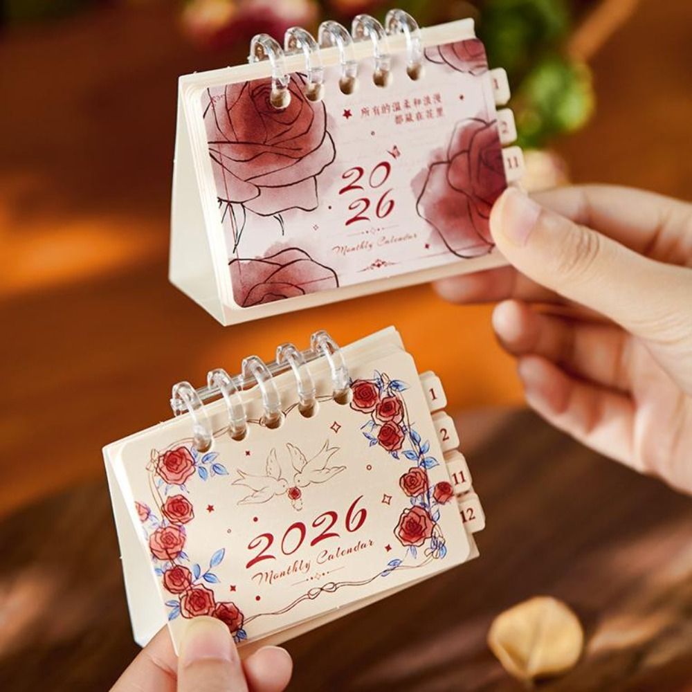 New Mini 2026 Rose Desk Calendar Cartoon Schedule Mark Schedule Planner ...