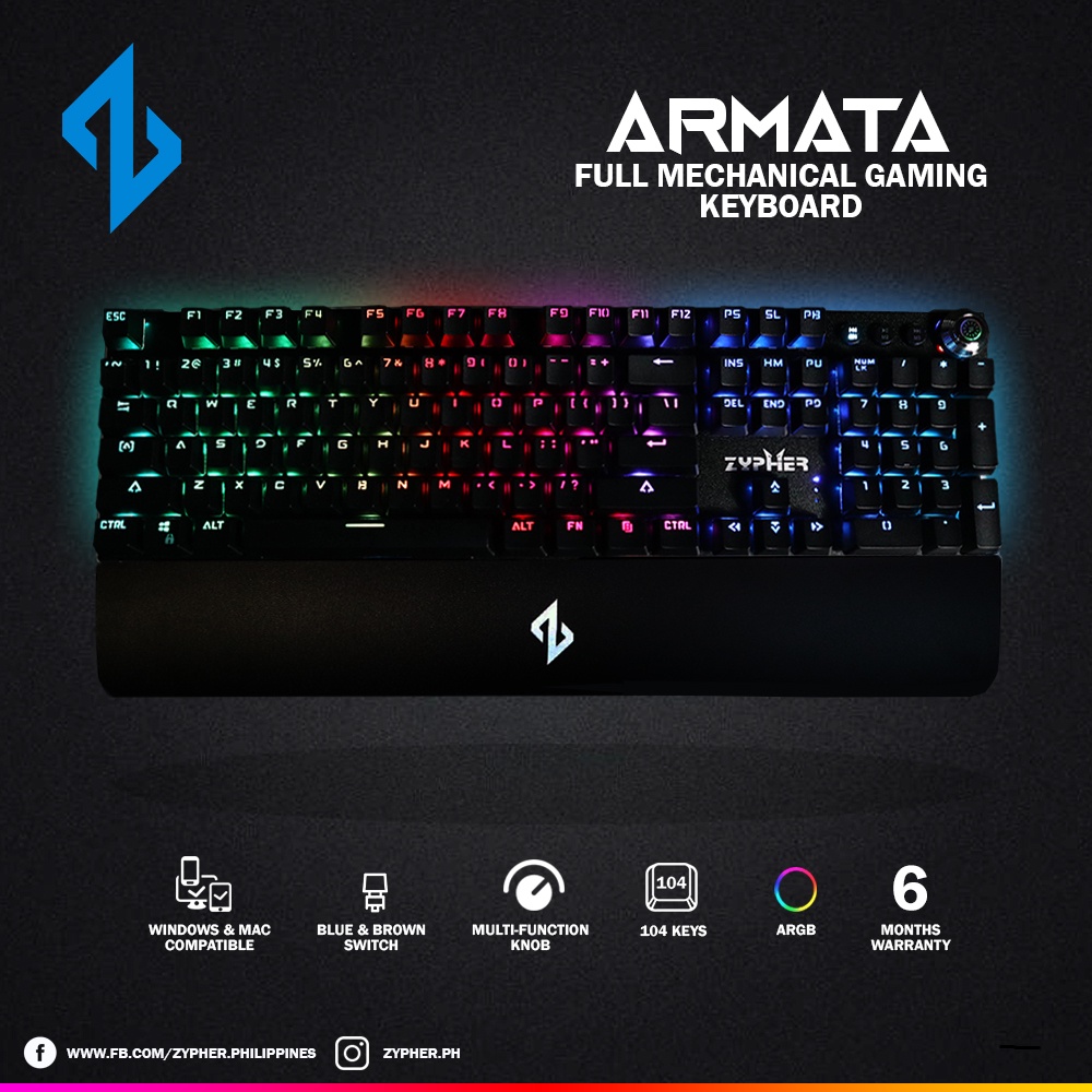 ZYPHER ARMATA Mechanical Gaming Keyboard (Blue Brown Switch) | Lazada PH